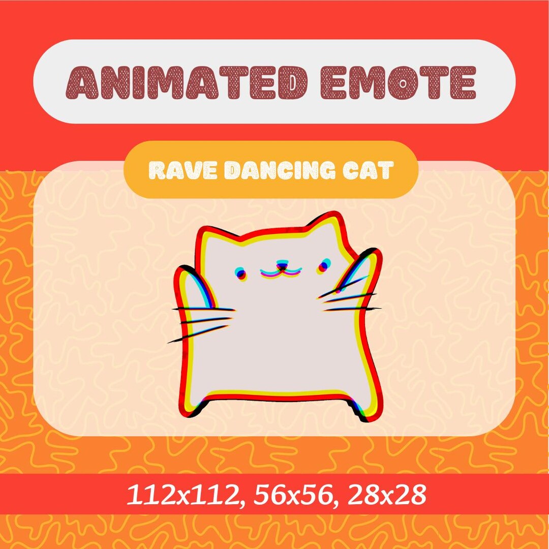 Rave Cat Animated Emote, Animated Twitch Emote, Streaming Assets ...
