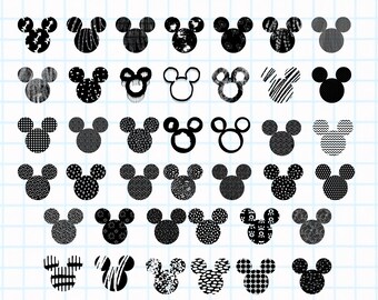 Bundle SVG inspiré de Mickey et Minnie, oreilles de Mickey Minnie ...