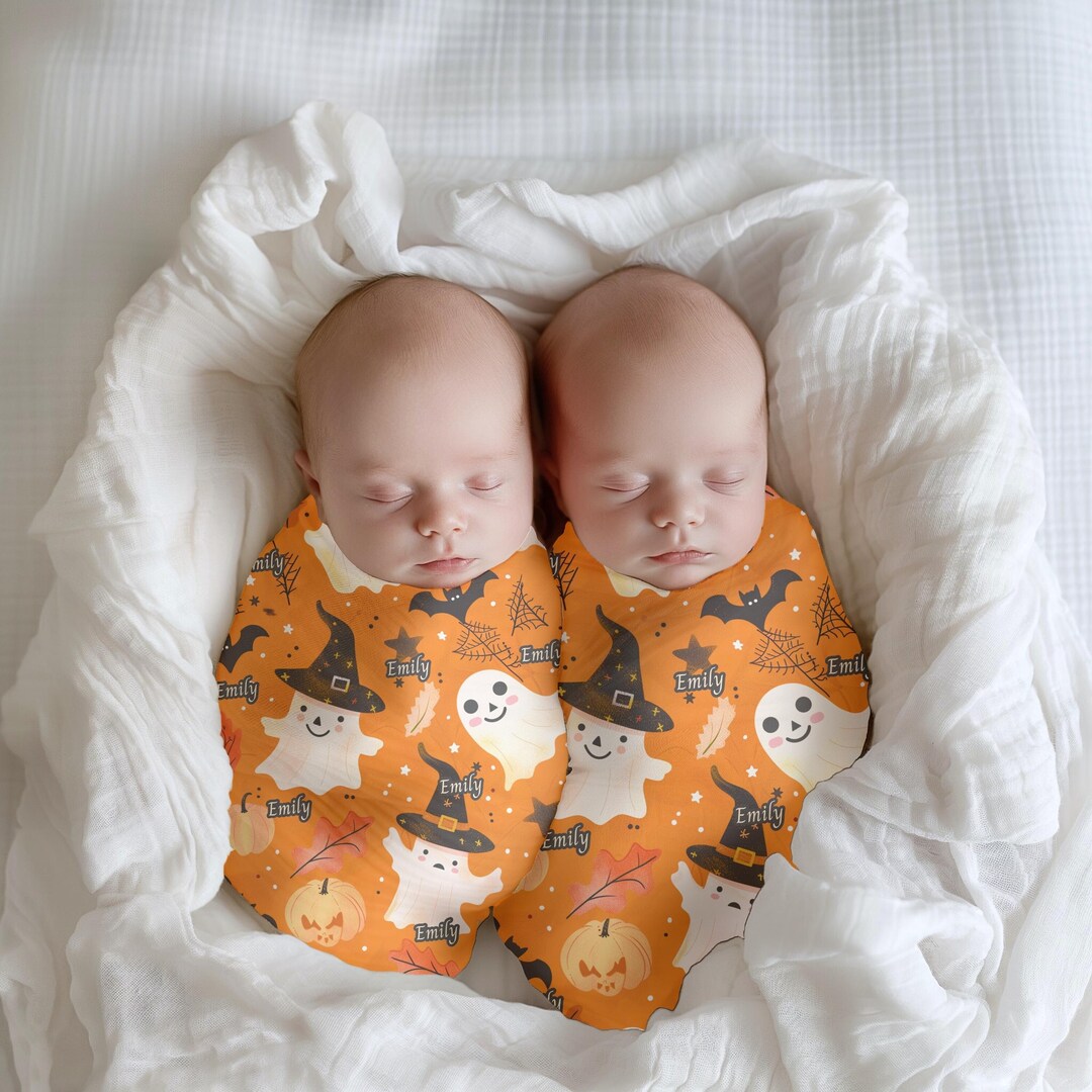 Personalized Halloween Baby Swaddle Custom Name Blanket Newborn Pumpkin ...