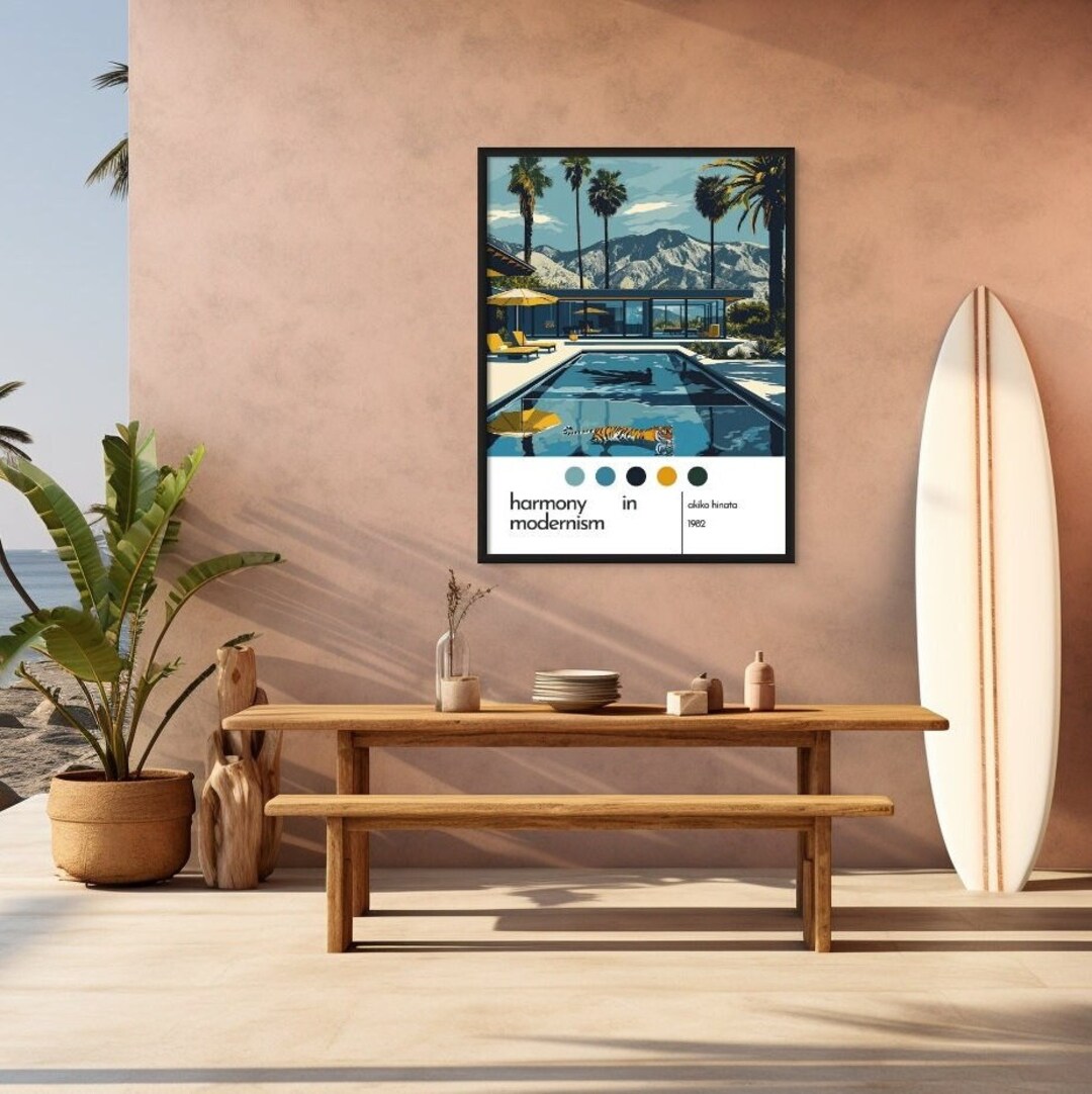 Retro-futuristic Art Mid-century Modern Poolside by Akiko Hinata ...