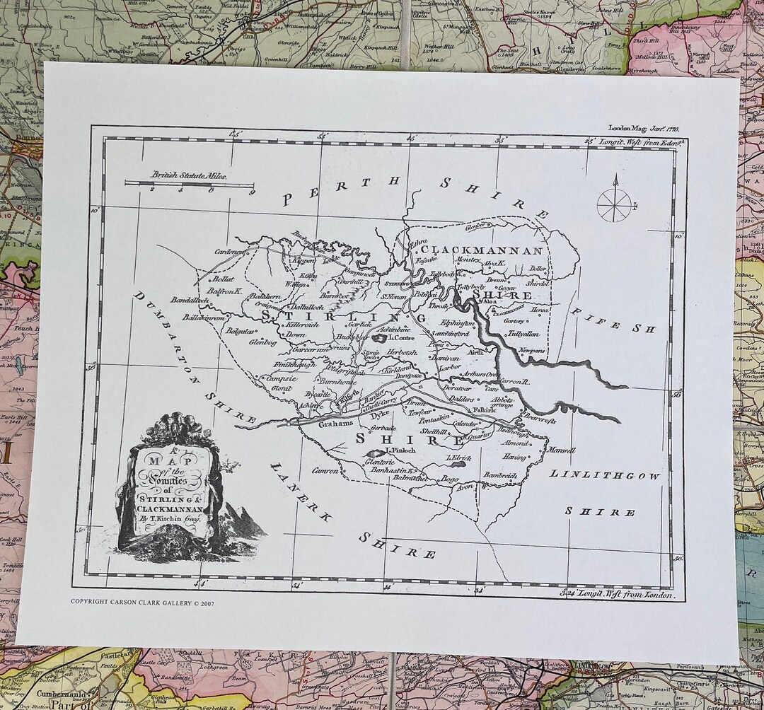 Vintage Map of Stirling and Clackmannan - Etsy