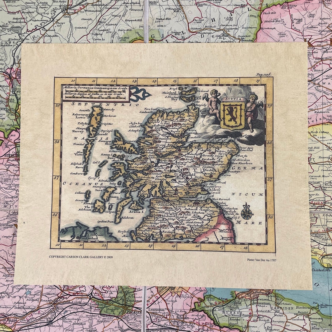 Vintage Map of Scotland - 1707 Re-print - Etsy UK