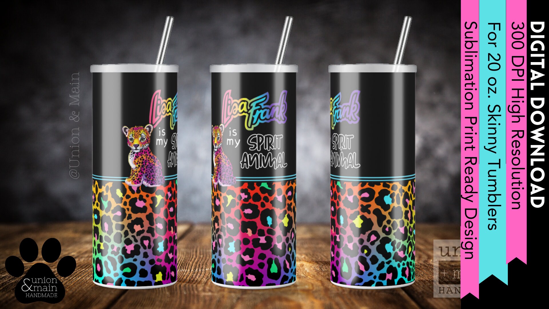 Lisa Frank Spirit Animal PNG Tumbler Wrap Sublimation File - Etsy