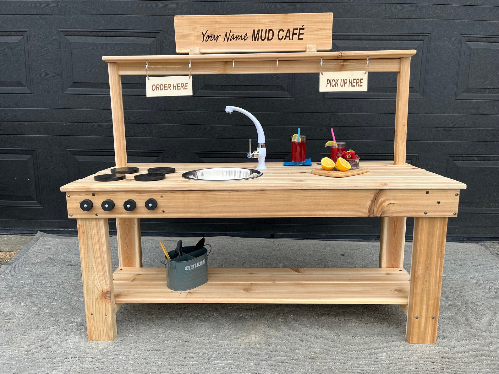 Mud Kitchen Cafe With Working Faucet Outdoor Play Kitchen Made of Cedar ...