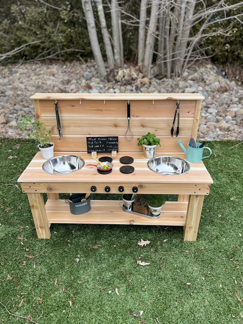 Centered Mud Kitchen With Backsplash and Working Faucet Outdoor Play ...