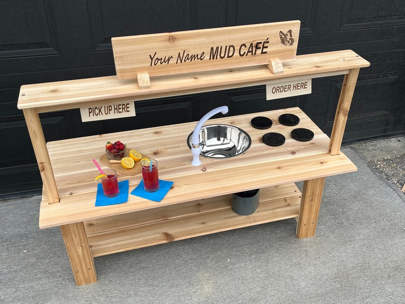 Mud Kitchen Cafe With Working Faucet Outdoor Play Kitchen Made of Cedar ...