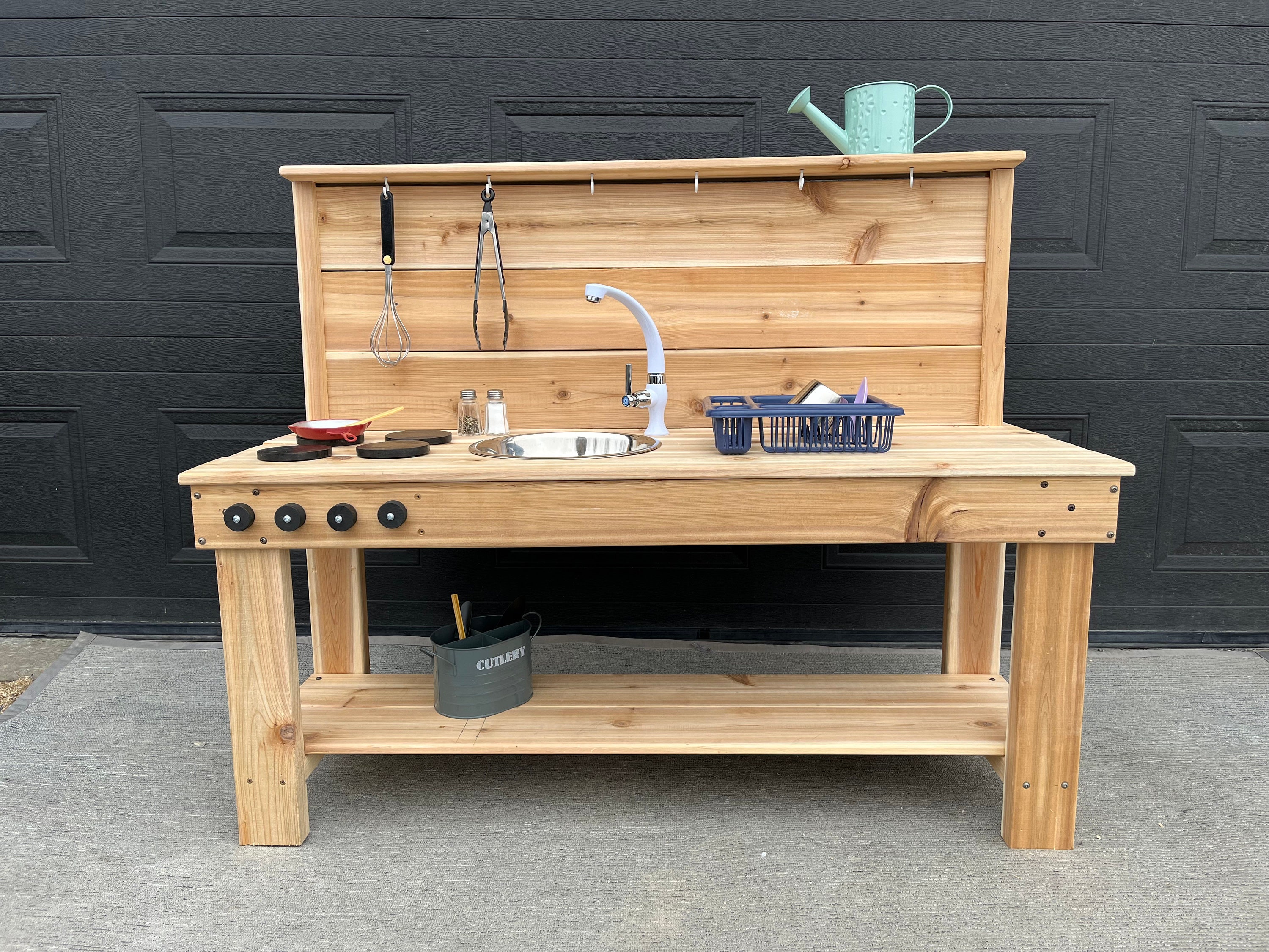 Mud Kitchen With Backsplash and Working Faucet Outdoor Play Kitchen ...