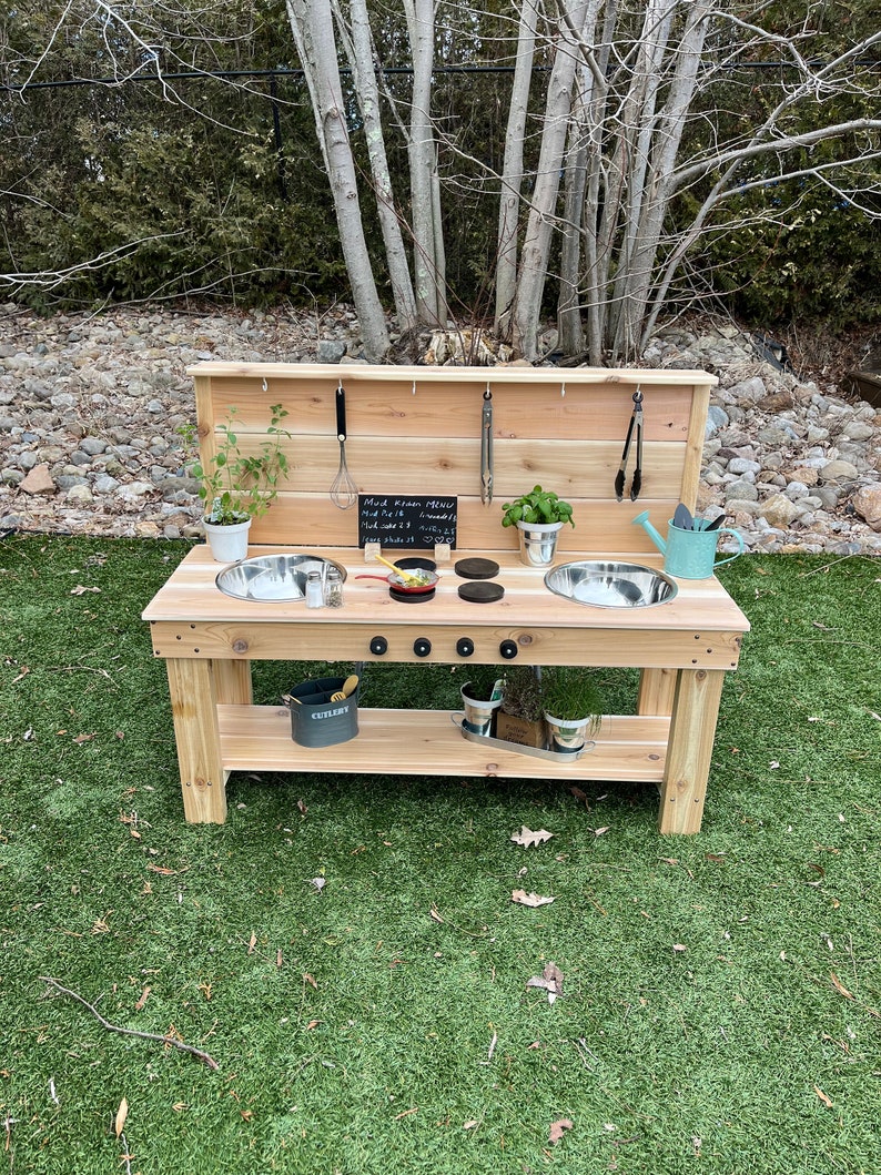 Centered Mud Kitchen With Backsplash and Working Faucet Outdoor Play ...