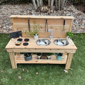 Mud Kitchen With WORKING FAUCET, 2 Sinks and Backsplash - Etsy
