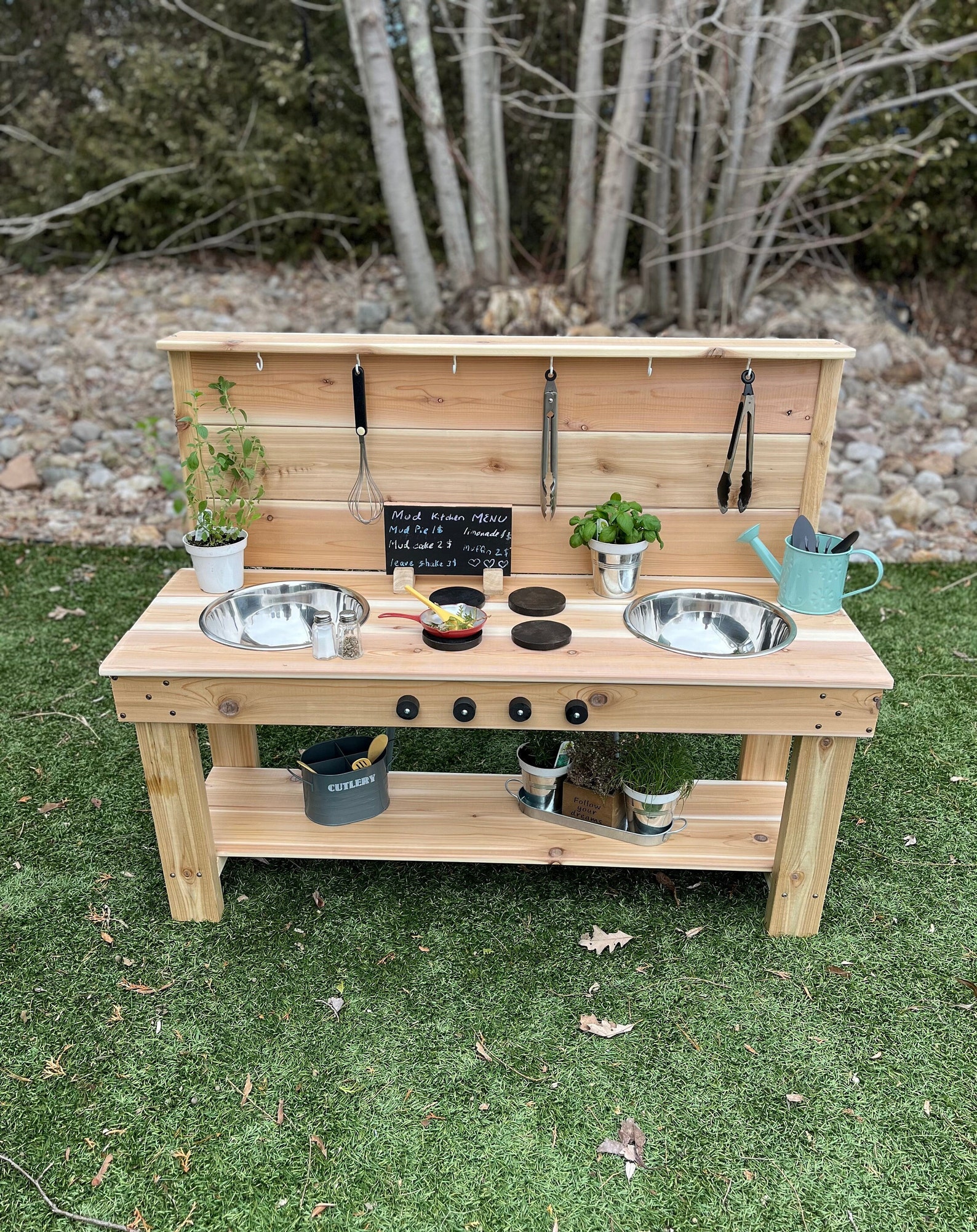 Centered Mud Kitchen With Backsplash and Working Faucet!; Outdoor Play ...