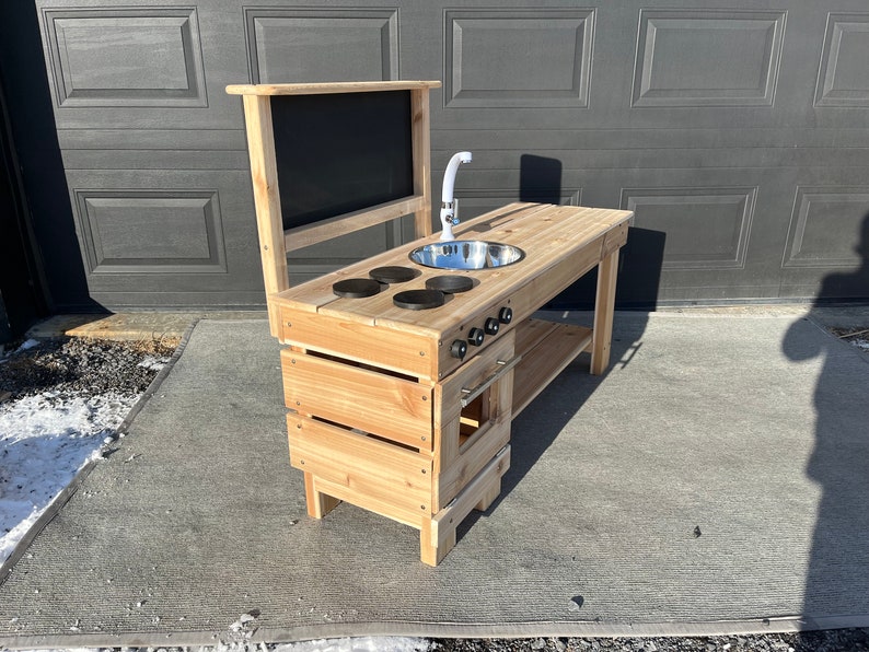 Mud Kitchen With Oven and Working Faucet Play Kitchen Montessori Mud ...