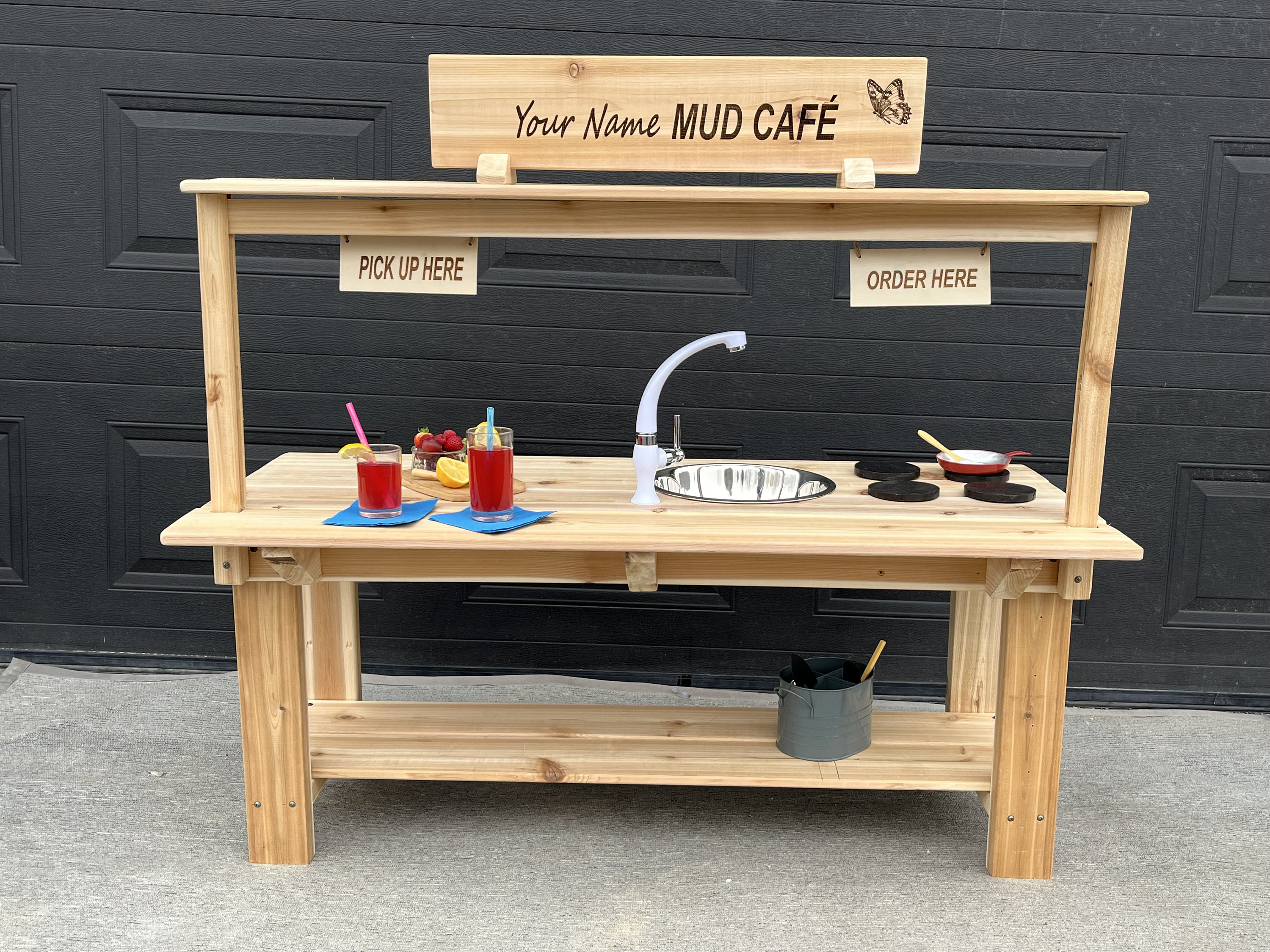 Mud Kitchen Cafe With Working Faucet Outdoor Play Kitchen Made of Cedar ...
