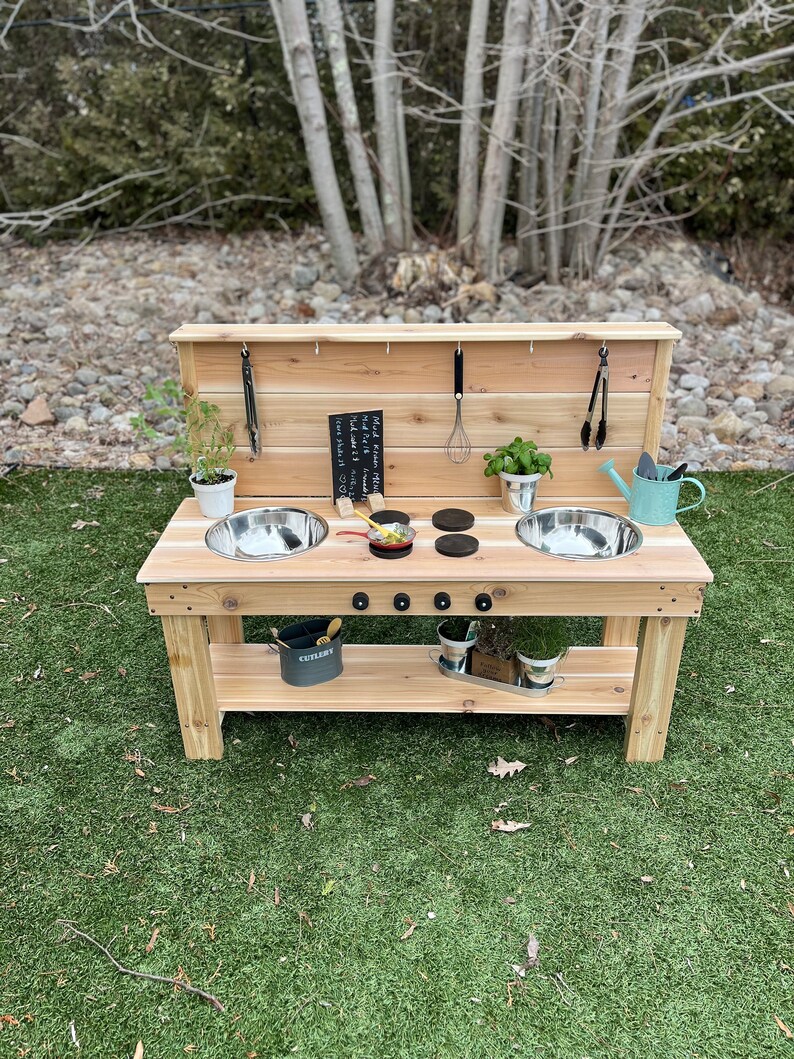Centered Mud Kitchen With Backsplash and Working Faucet Outdoor Play ...