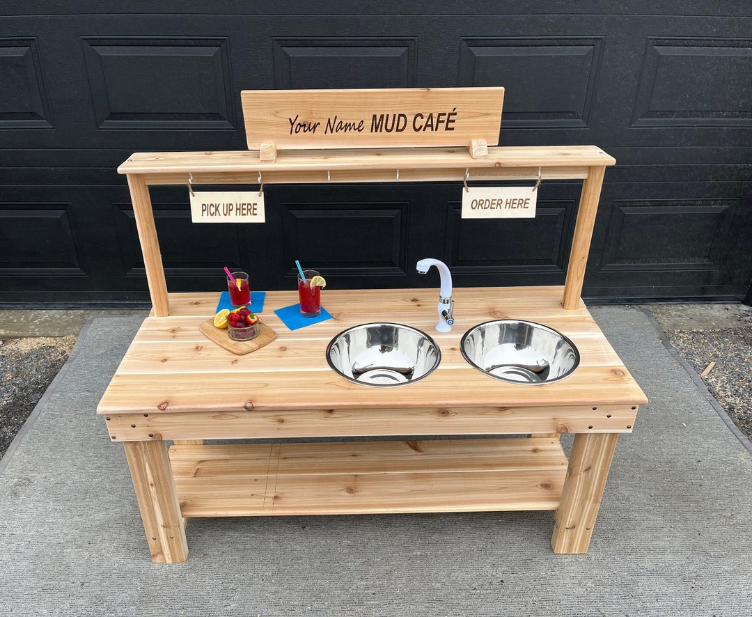 Mud Kitchen Cafe With 2 Sinks Cedar Mud Kitchen Sand and Water Play ...