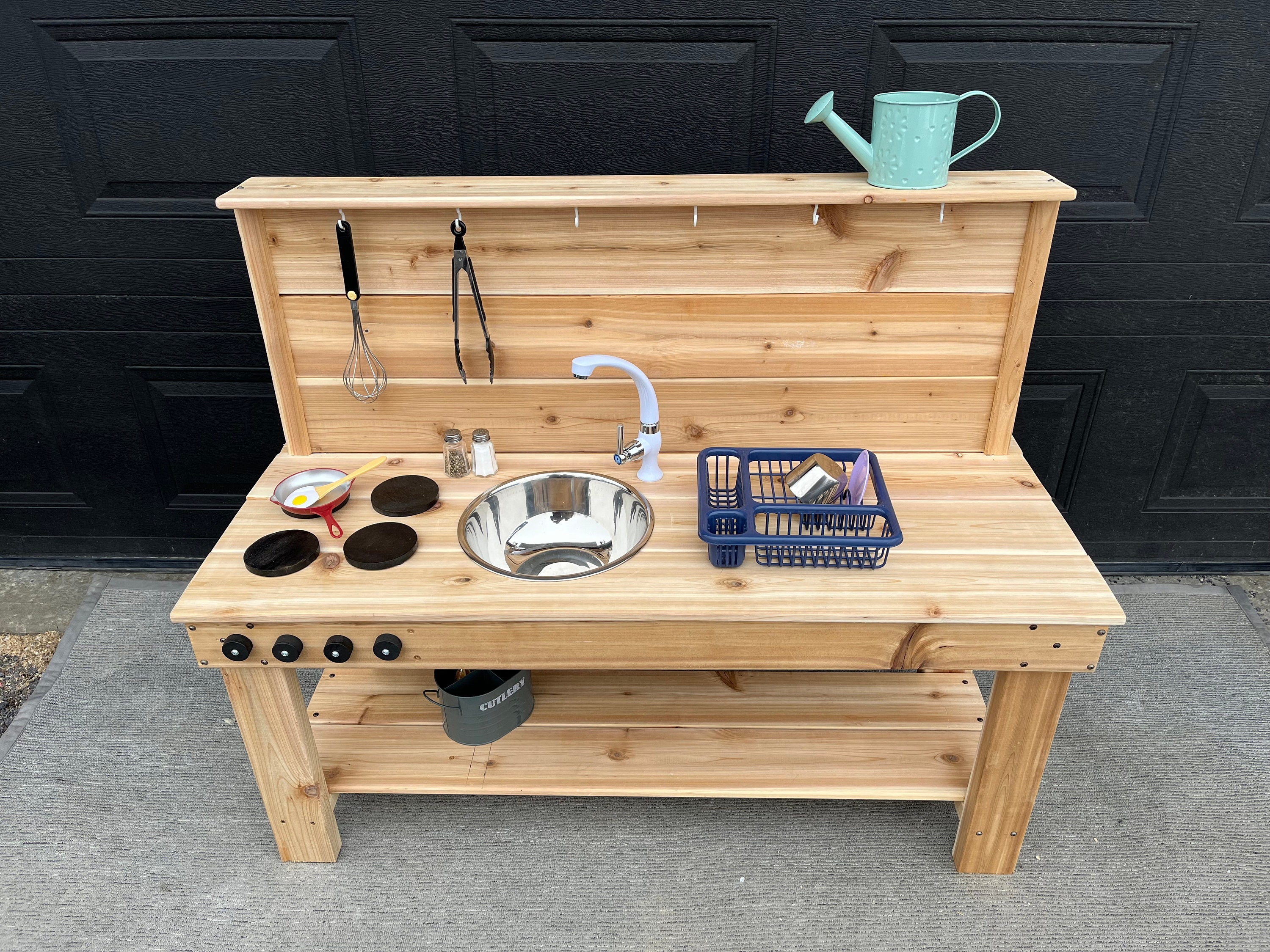 Mud Kitchen With Backsplash and Working Faucet; Outdoor Play Kitchen ...