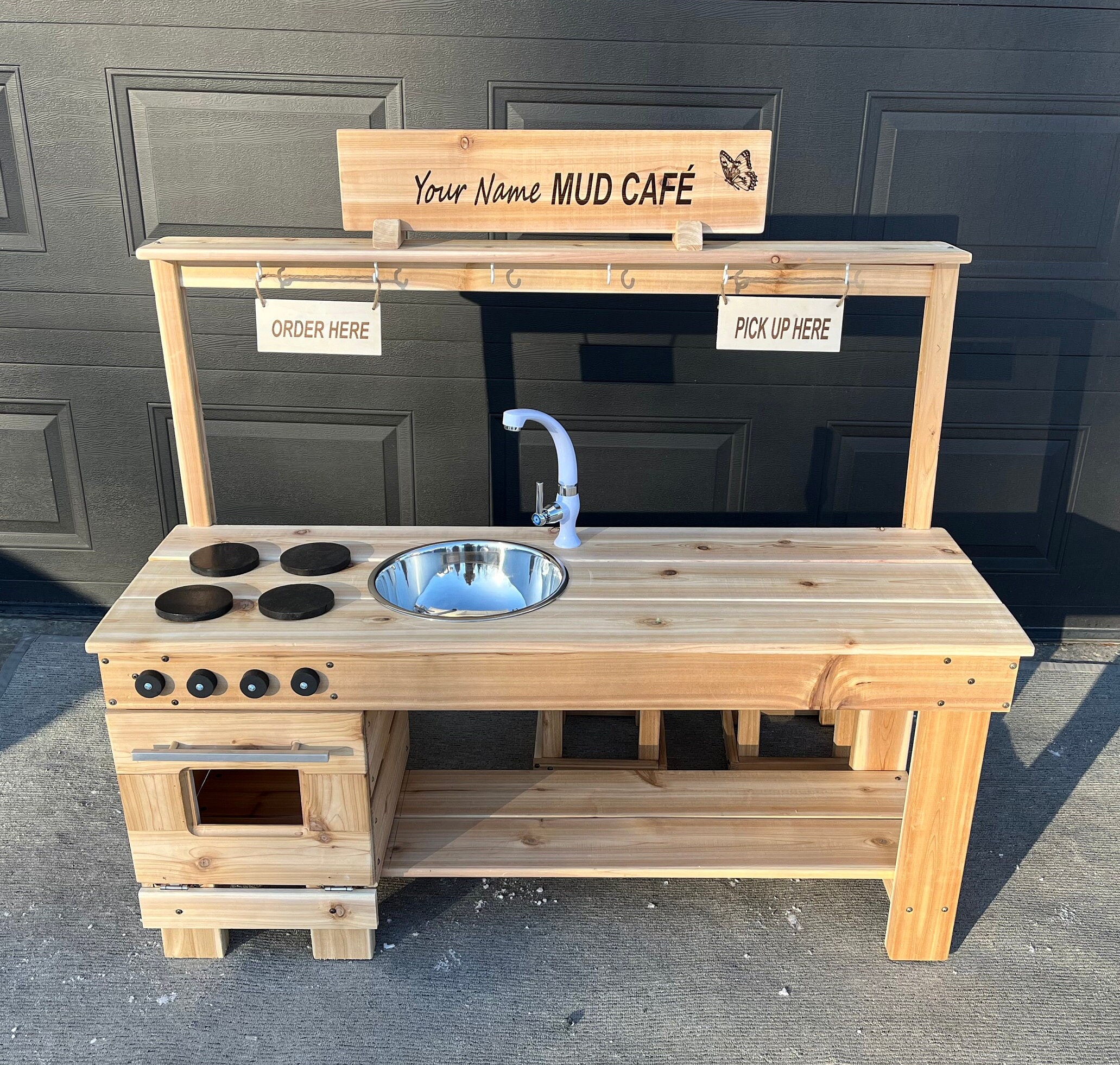 Mud Kitchen Café With Oven and Working Faucet Natural Cedar Wood Mud ...
