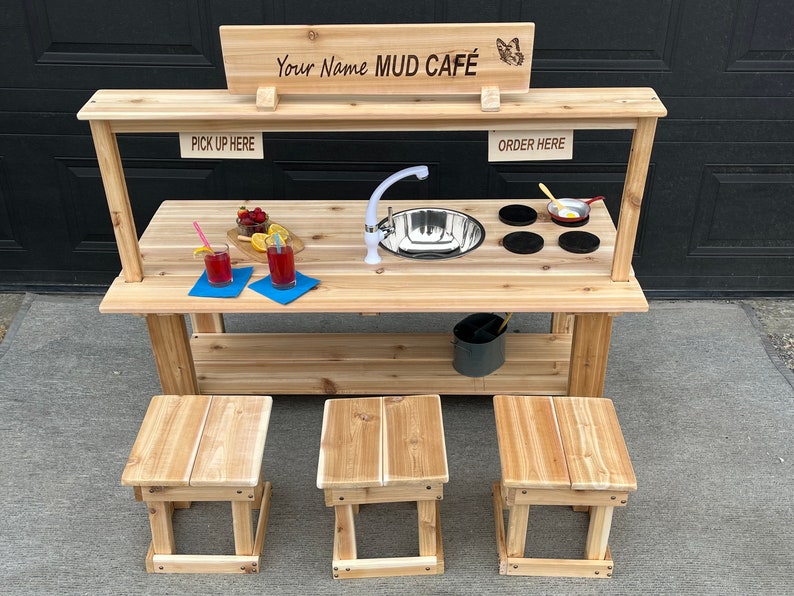 Mud Kitchen Cafe With Working Faucet Outdoor Play Kitchen Made of Cedar ...