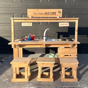 Mud Kitchen Café With Oven and Working Faucet Natural Cedar Wood Mud ...