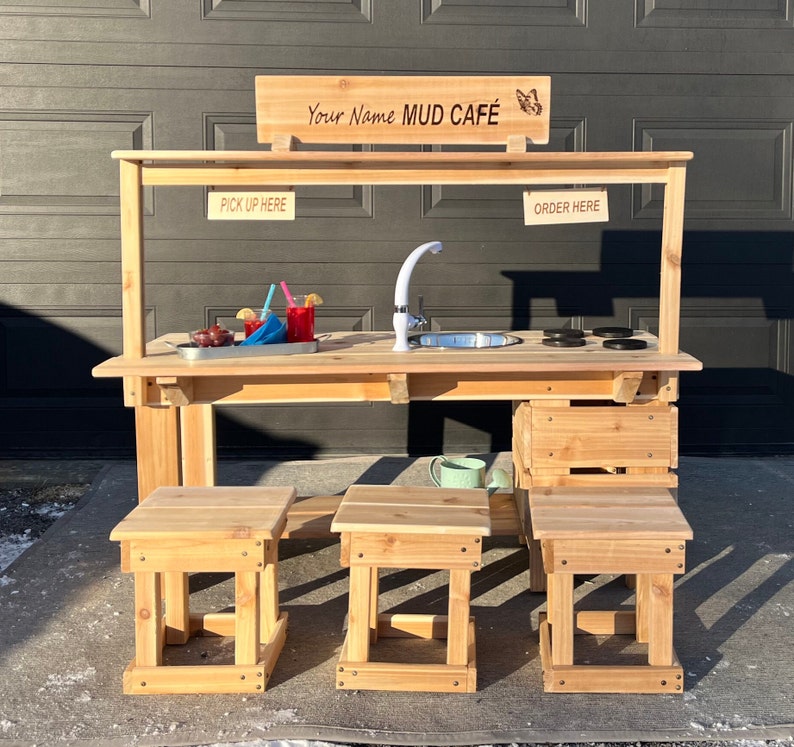 Mud Kitchen Café With Oven and Working Faucet Natural Cedar Wood Mud ...