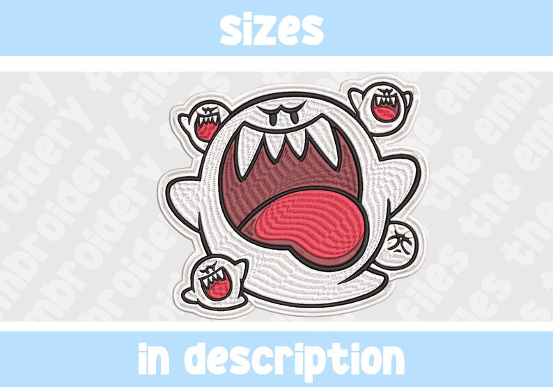 King Boo Design Embroidery File, Mario Embroidery File, Mario ...
