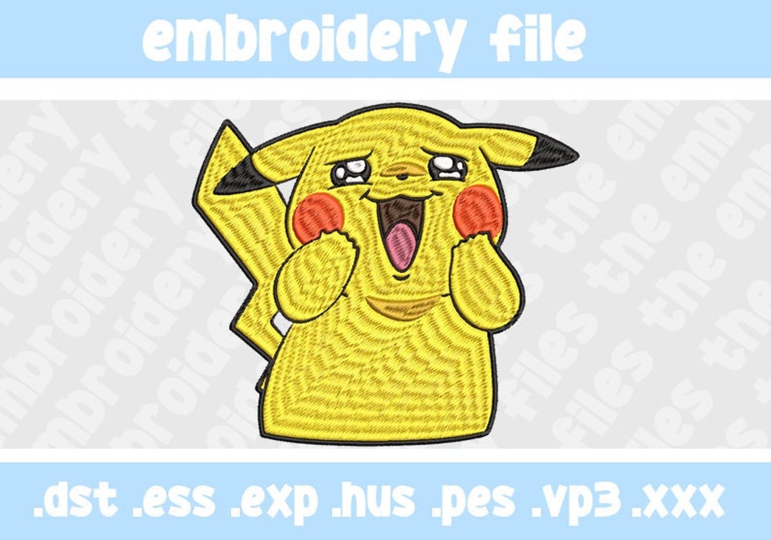 Cute Pikachu Embroidery File, Pokemon Embroidery File, Digital Download ...