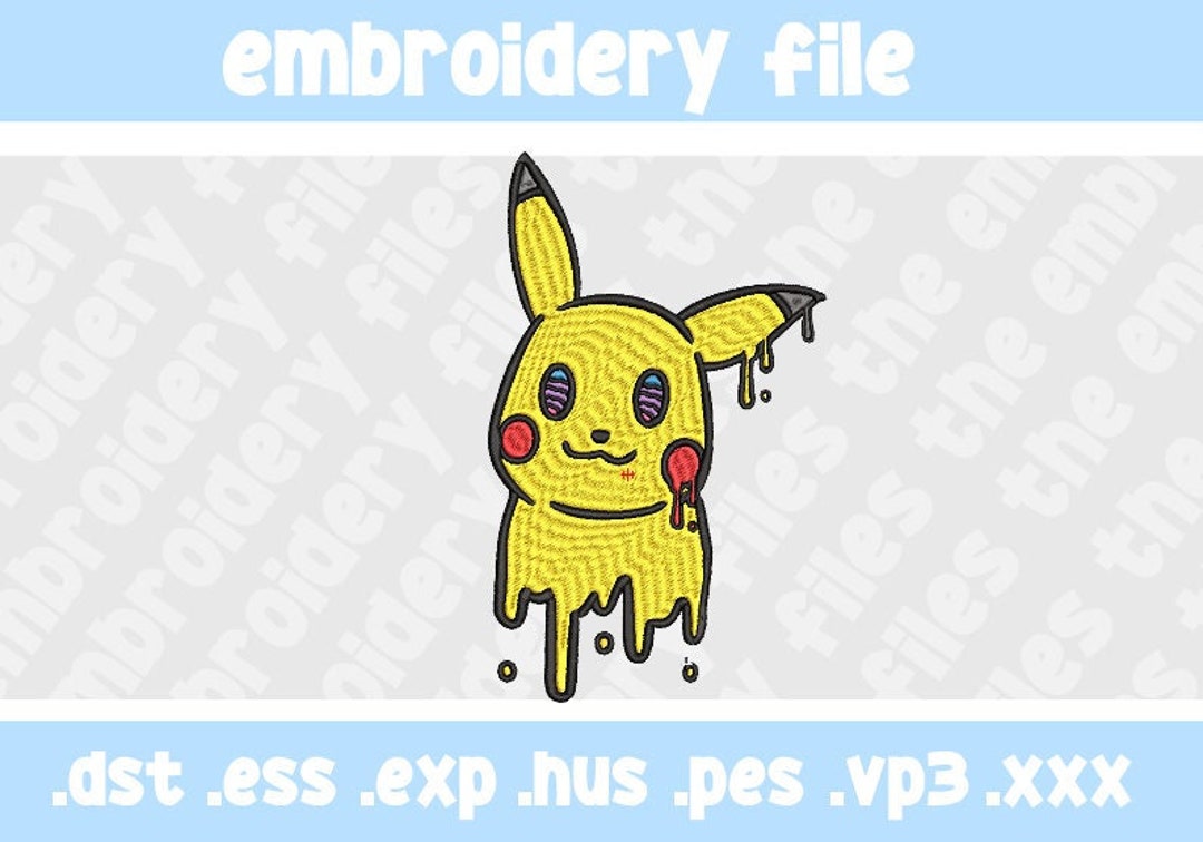 Drip Pikachu Embroidery File, Pokemon Embroidery File, Digital Download ...