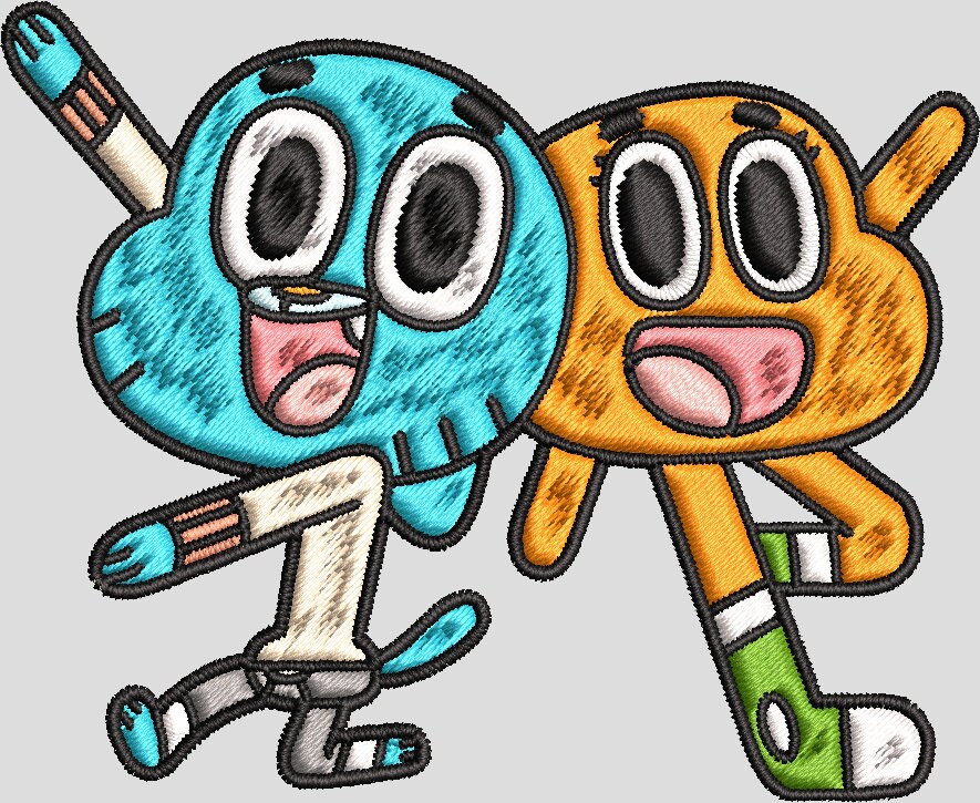 Gumball And Darwin Embroidery File Gumball Embroidery File Digital