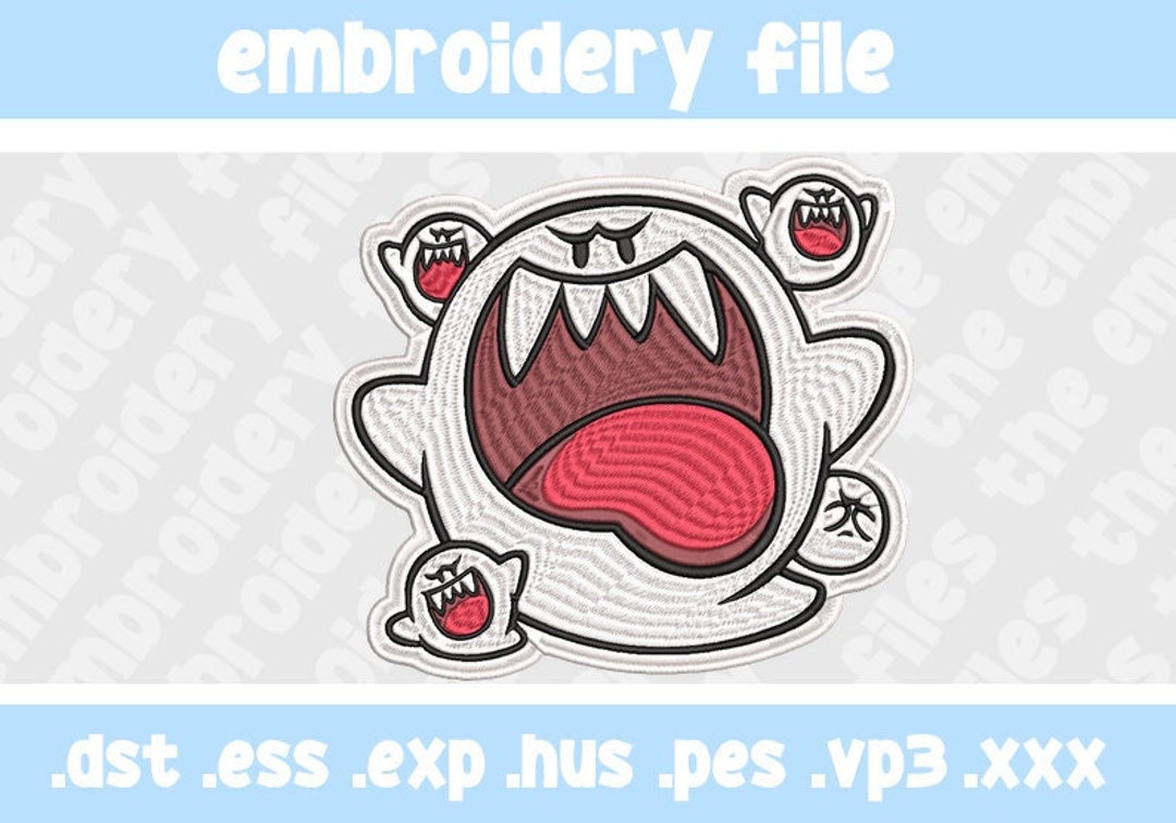 King Boo Design Embroidery File, Mario Embroidery File, Mario ...