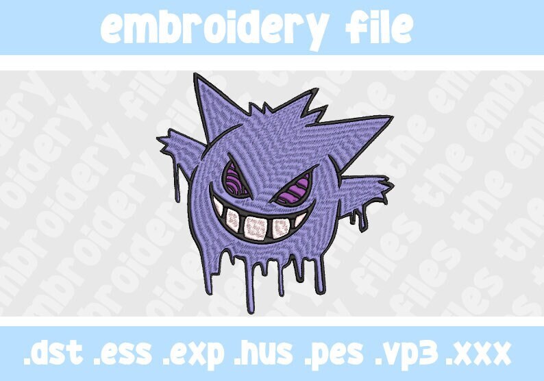 Gengar Embroidery File, Poke Embroidery Design, Digital Download ...