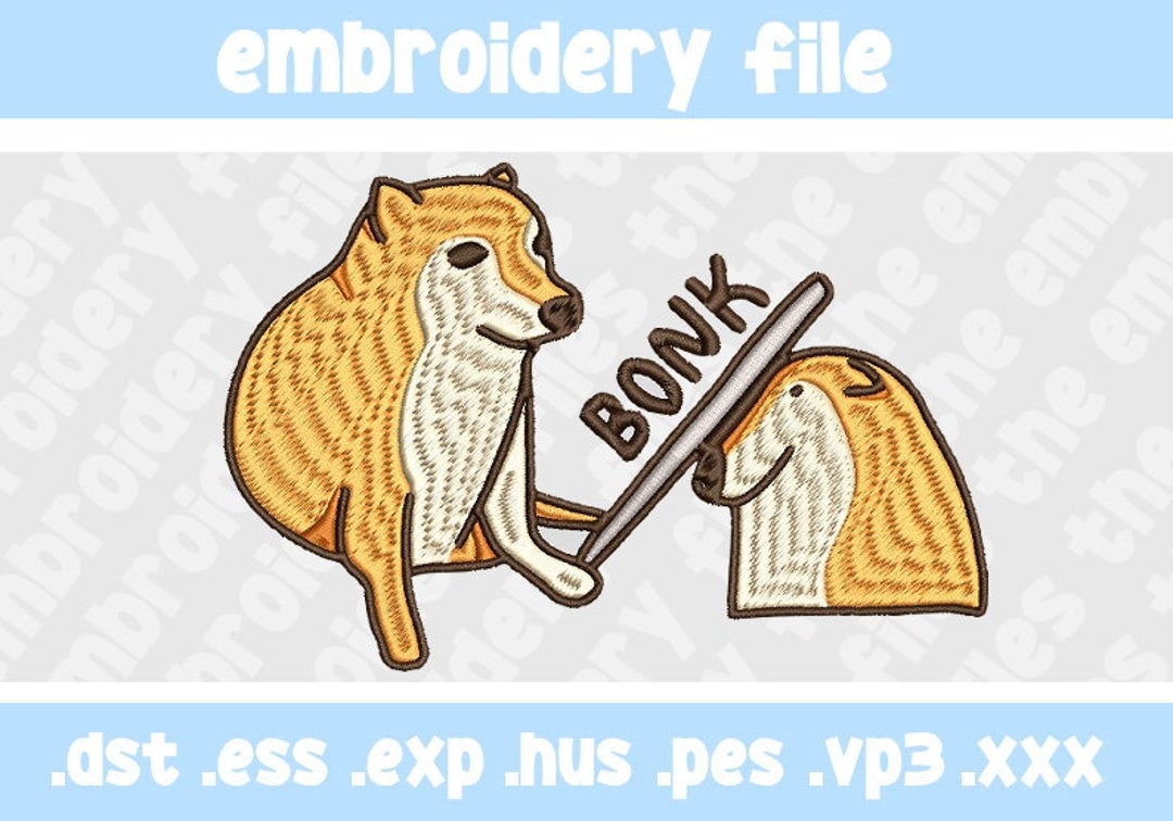 BONK Meme Embroidery File, Doge Embroidery File, Digital Download ...