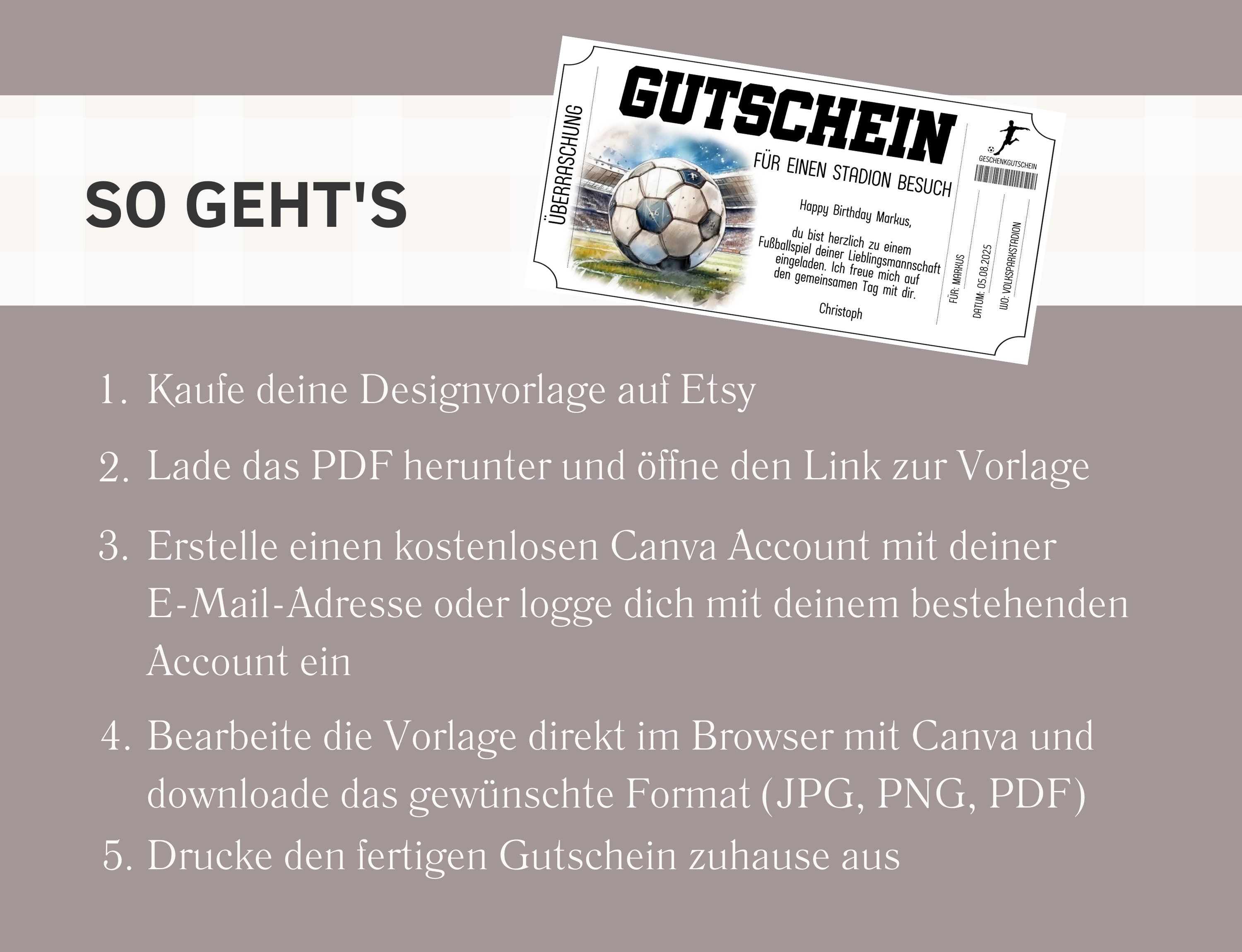 Gutschein Fußballspiel Vorlage zum Ausdrucken Digitaler Geschenkgutschein Fußballgutschein ...