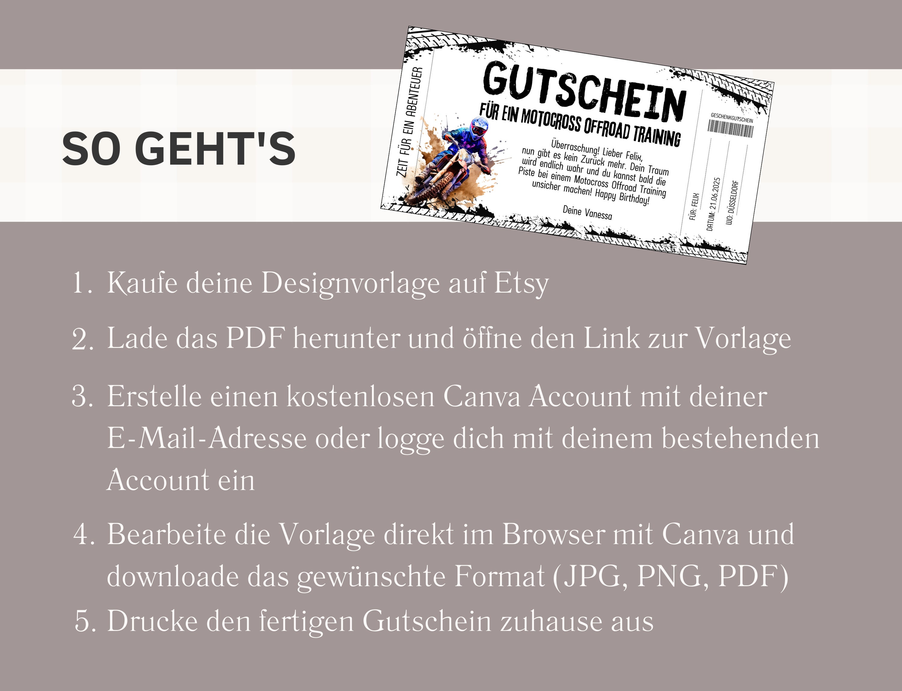 Motocross Voucher Template | Printable Motorcycle Gift Certificate ...