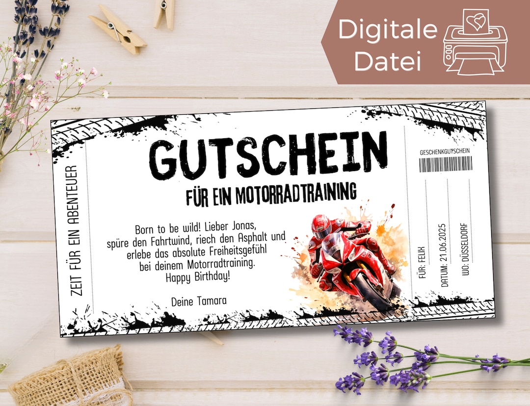 Voucher Template for Motorcycling | Gift Voucher for Training to Print ...