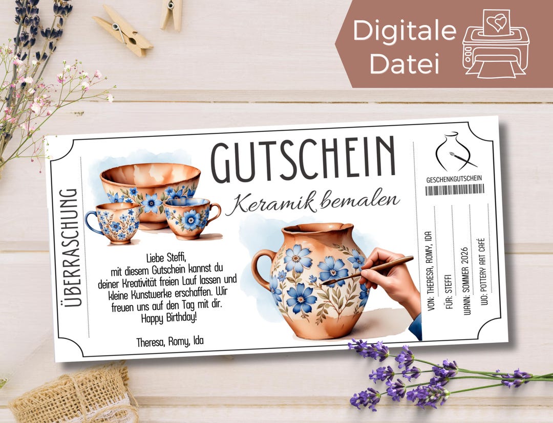 Voucher for Painting Ceramics Template for Printing Ceramics Course ...