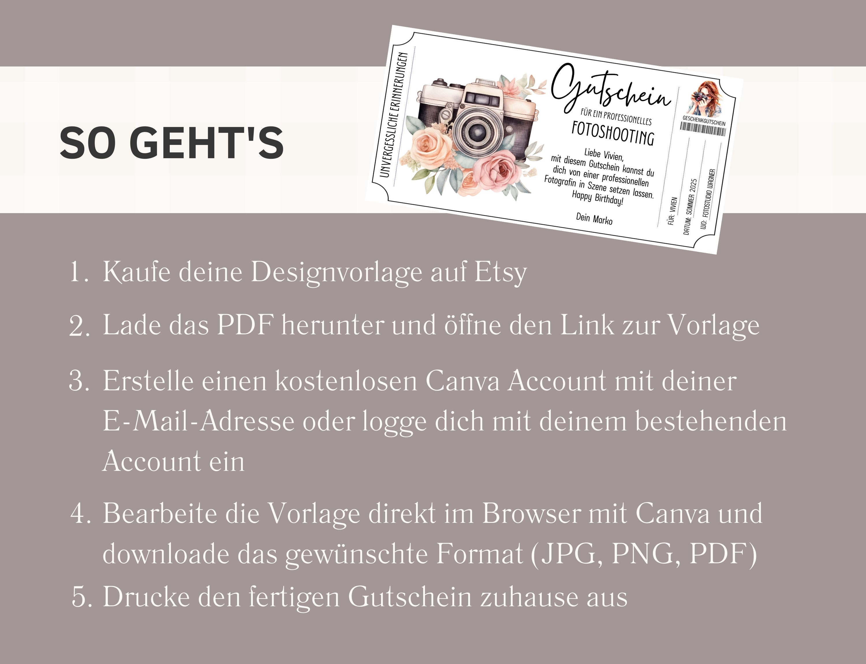 Voucher Photo Shoot Template Voucher to Print Out Gift Idea ...