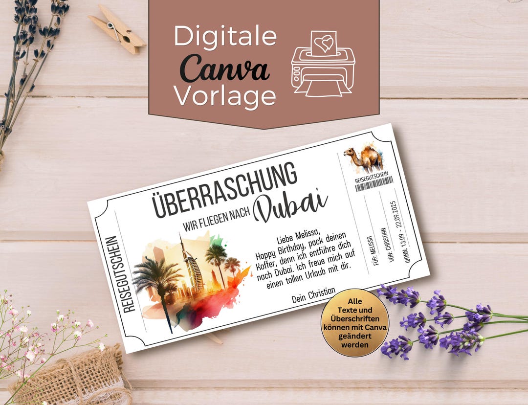 Dubai Travel Voucher | Printable Voucher Template From Canva | Trip to ...