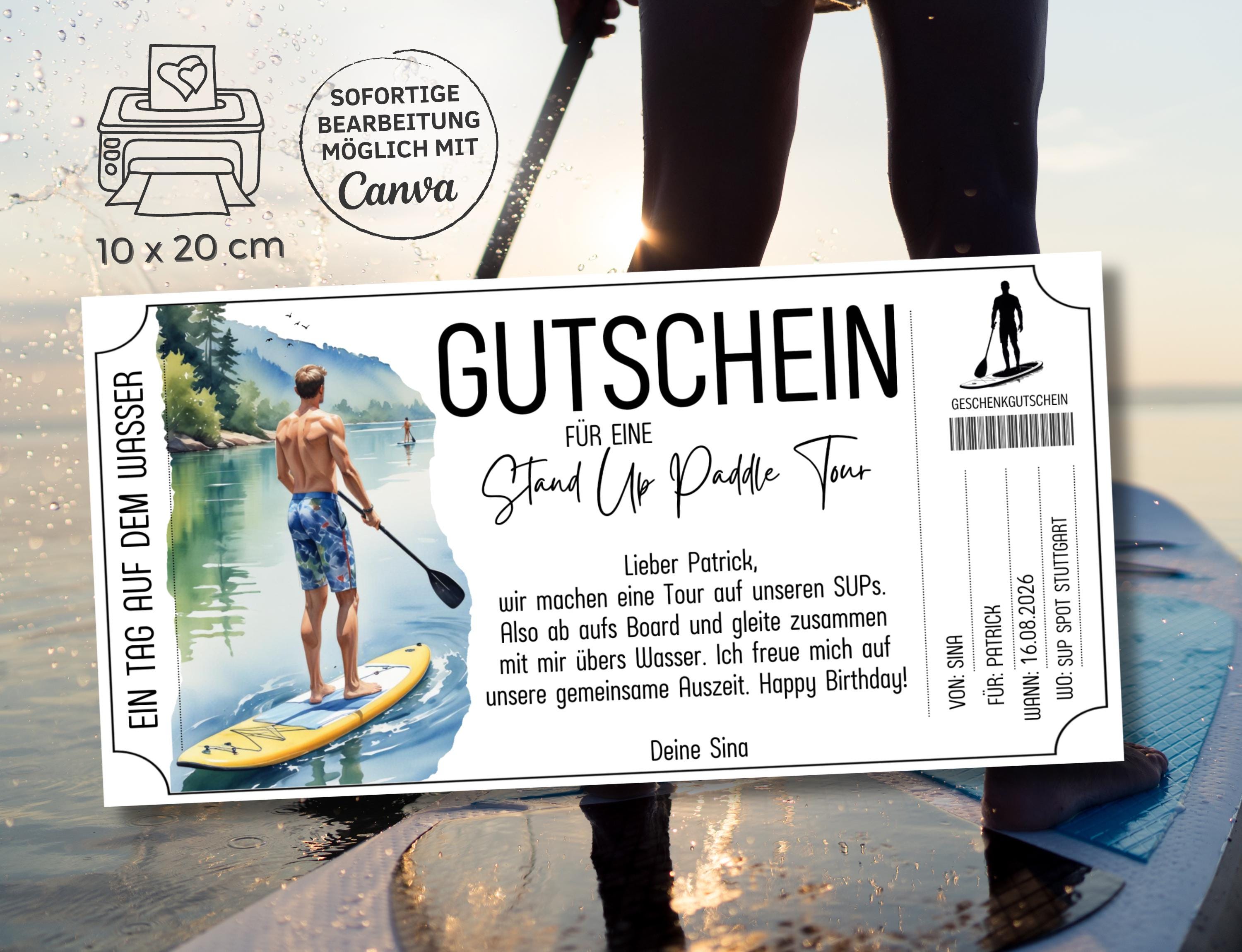 Printable Stand up Paddleboarding Voucher Template | Digital Gift ...