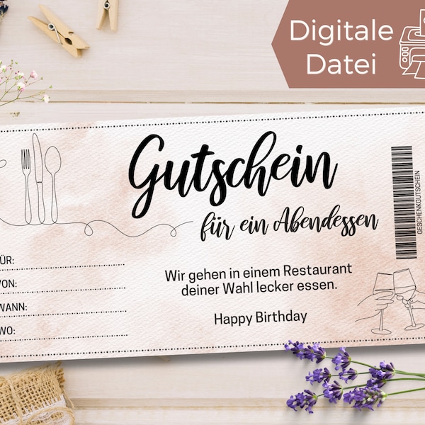 Birthday Dinner Voucher - Etsy