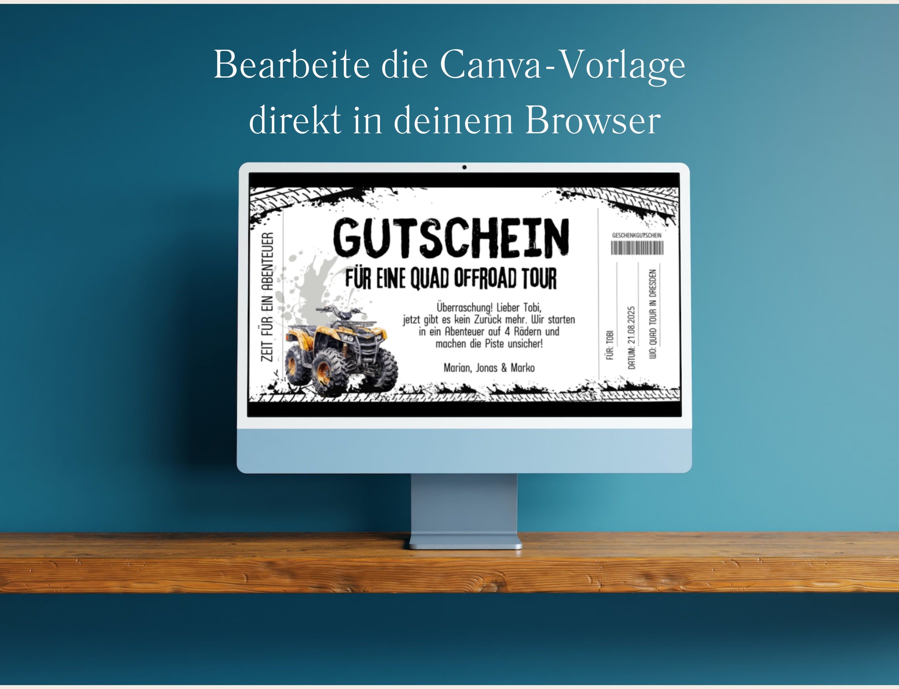 Voucher Template Quad Ride Printable Quad Tour Gift Voucher - Etsy