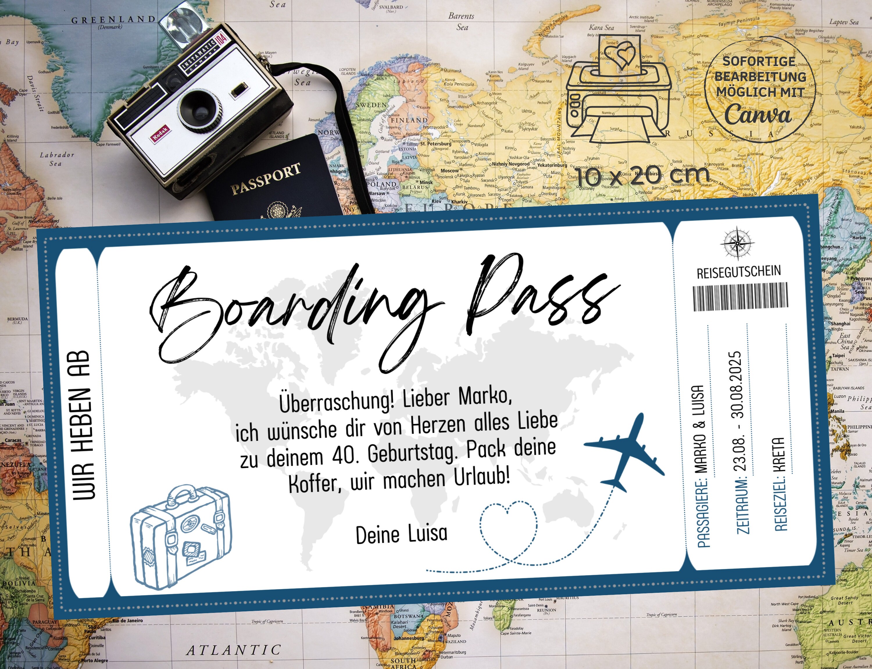 Travel Voucher Template | Printable Flight Voucher | Design Your Own ...