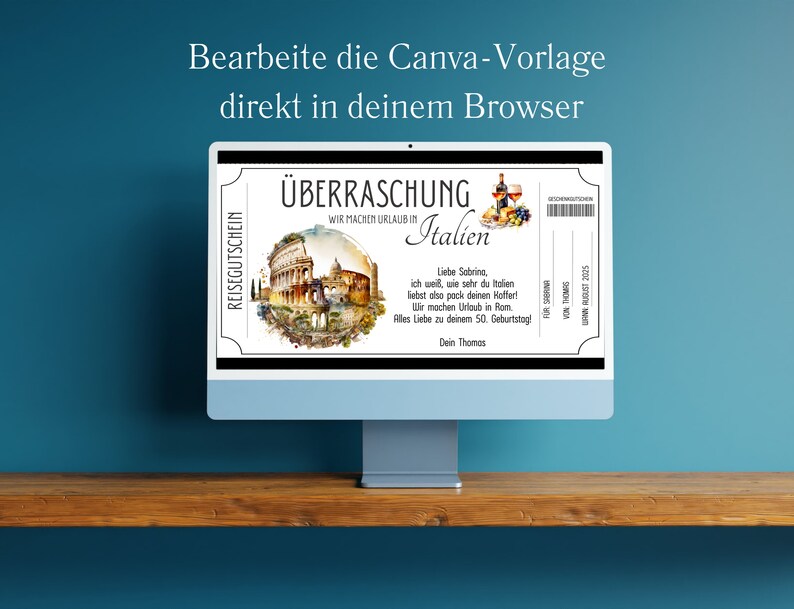 Travel Voucher Italy Voucher Template Trip to Rome Voucher to Print Out ...