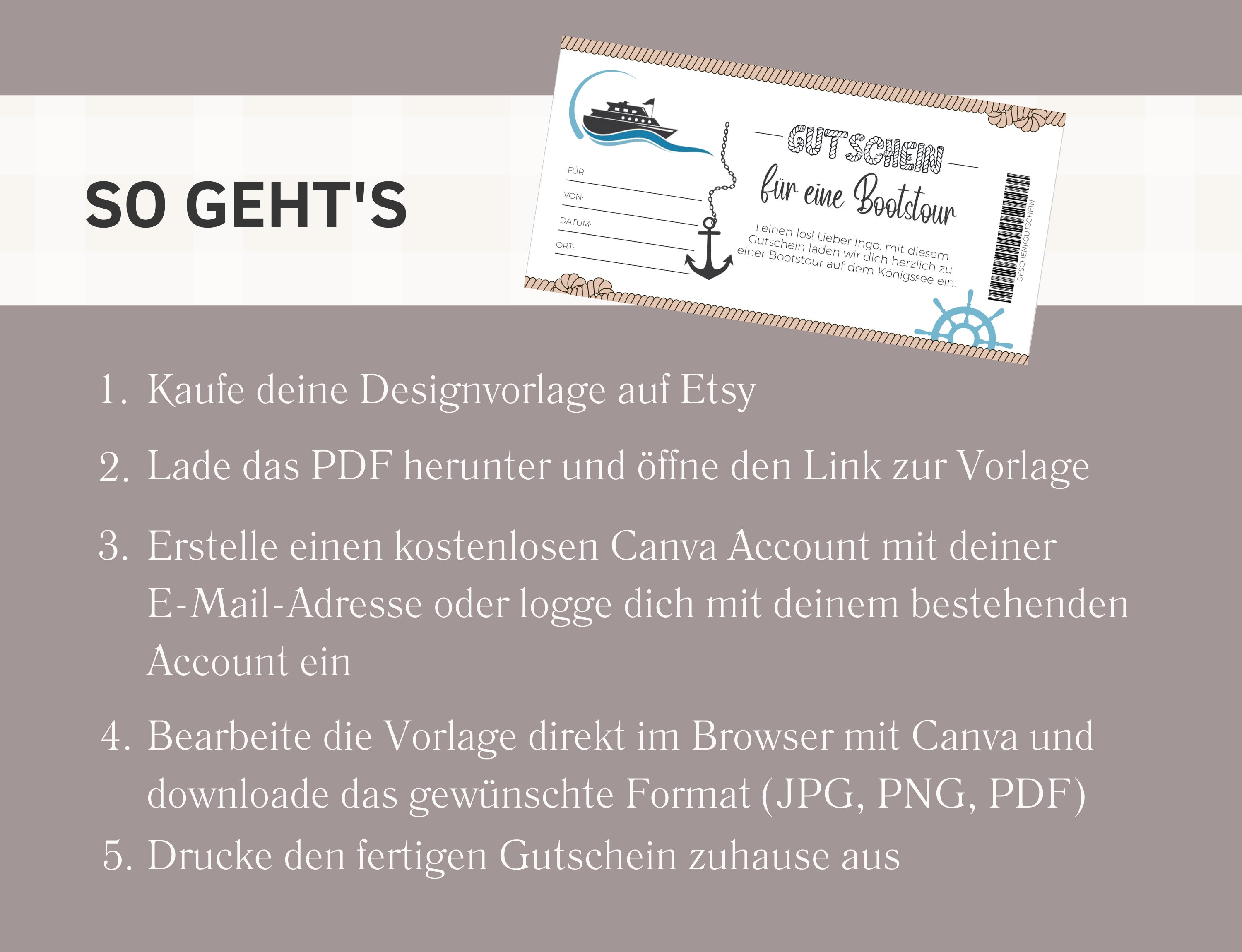 Boat Tour Voucher | Printable Canva Template | Customizable Boat Trip ...