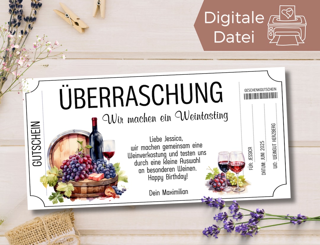 Voucher Wine Tasting Template to Print | Voucher Wine Tasting | Winery ...