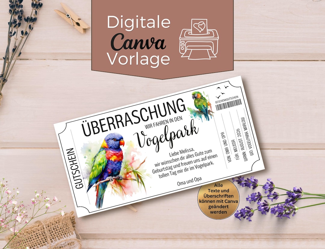 Bird Park Voucher Template | Printable Zoo Trip Voucher | Animal Park ...