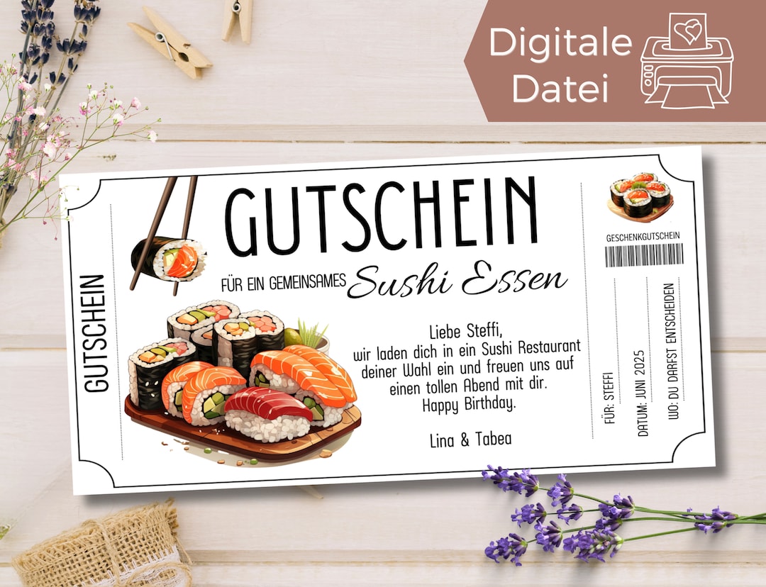 Voucher Sushi Eating Out Template Voucher Dinner Sushi Bar to Print Out ...