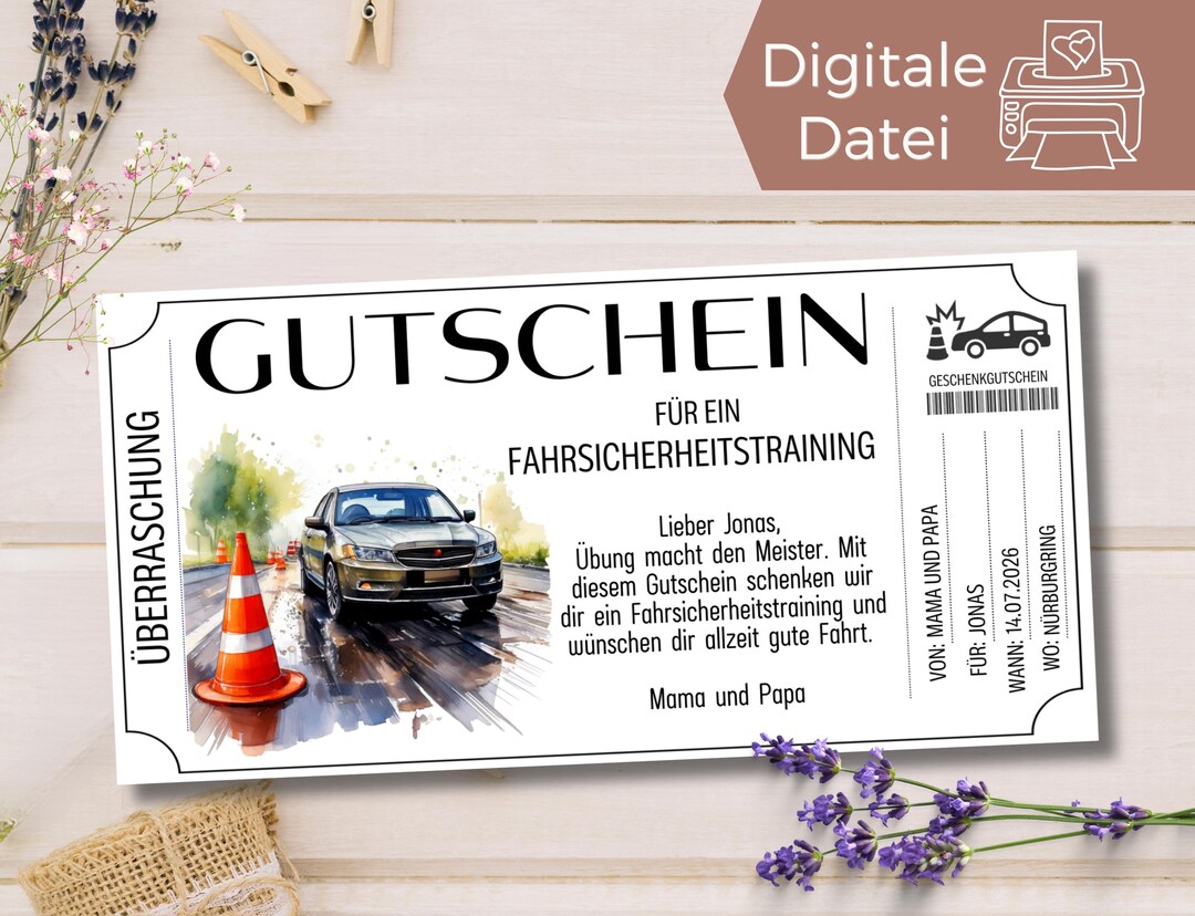 Voucher Driver Safety Training Car Template for Printing Gift Voucher ...