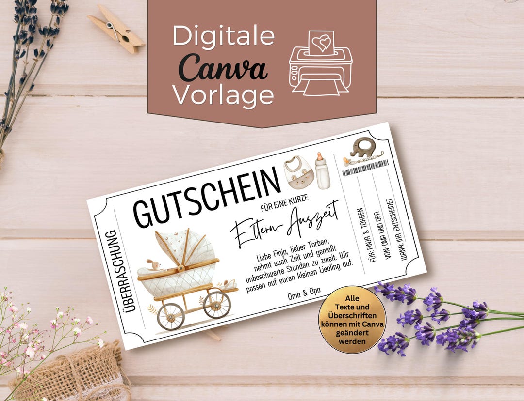 Parents' Time Out Voucher | Template for Printing | Babysitting Gift ...
