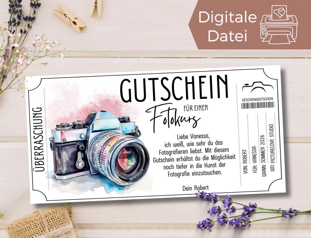 Voucher Photography Course Template | Gift Idea Photo Workshops ...