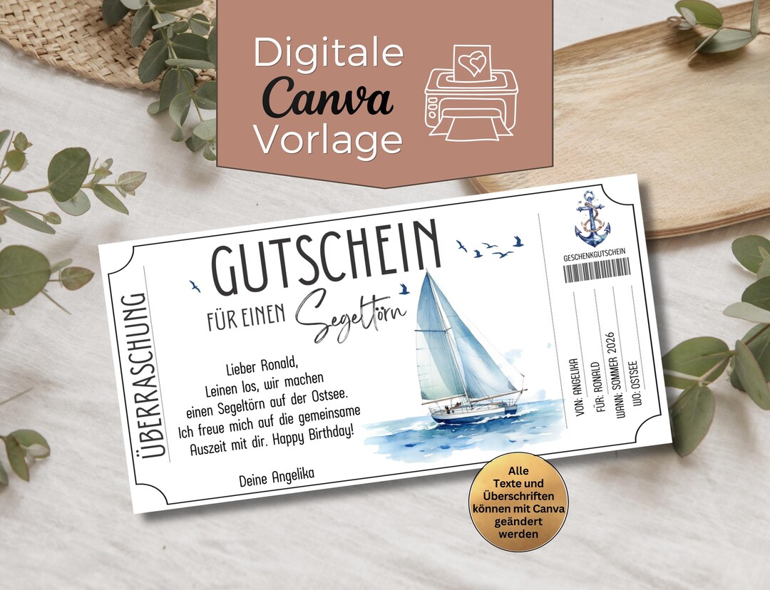 Sailing Trip Voucher Template | Printable Trip Voucher | Design Your ...