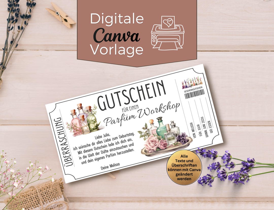 Perfume Workshop Voucher | Perfume Seminar Voucher Template | Printable ...